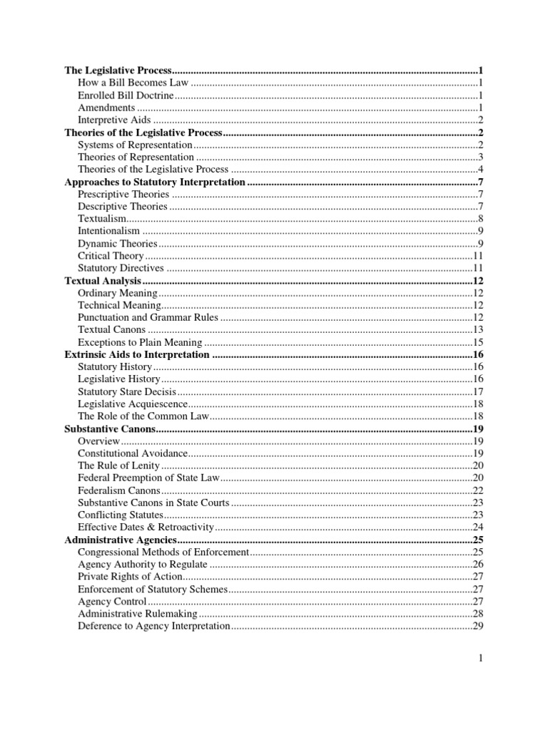 Statutory Interpretation Outline | PDF | Plain Meaning Rule | Statutory ...