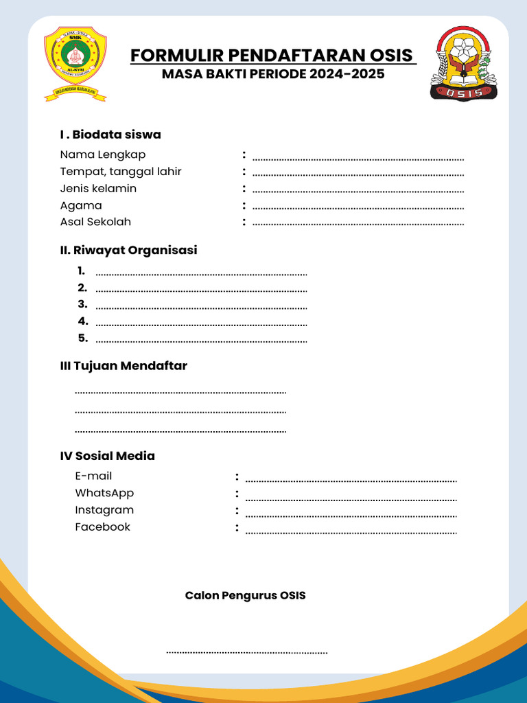 Formulir Pendaftaran Osis MB 24-25 | PDF