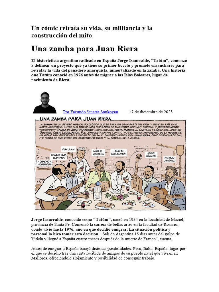 Juan Riera - Un Cómic Retrata Su Vida | PDF | Clásicos