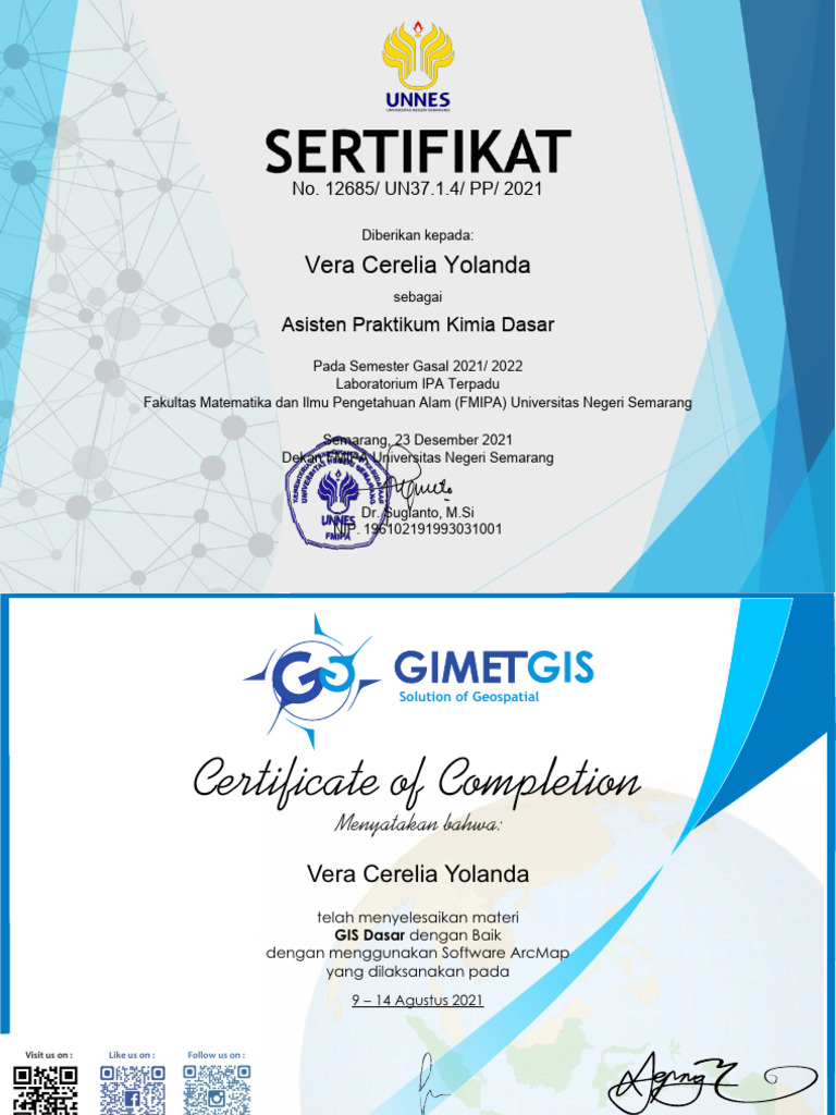 Sertifikat Asisten Laboratorium Kimia | PDF