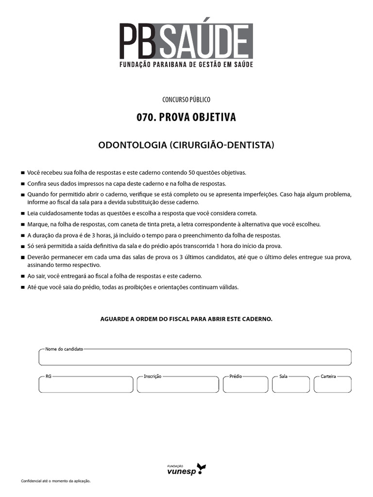 2021 - Prova (VUNESP) - Dentista | PDF | Dente humano