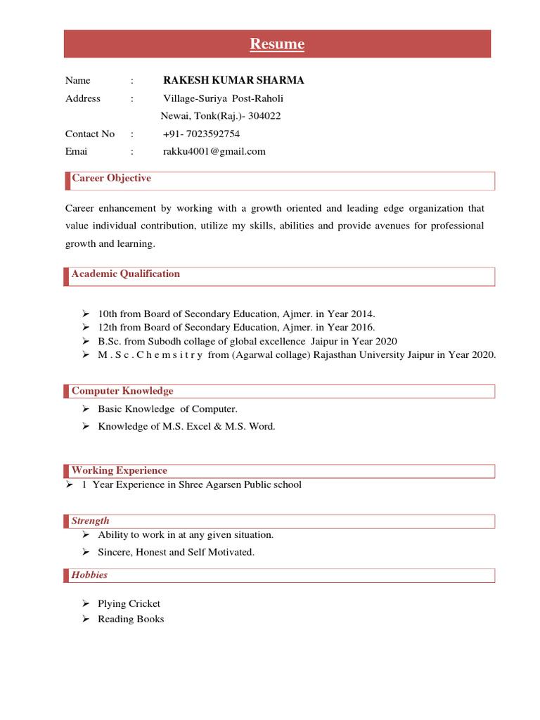 Rakesh Sharma Resume | PDF