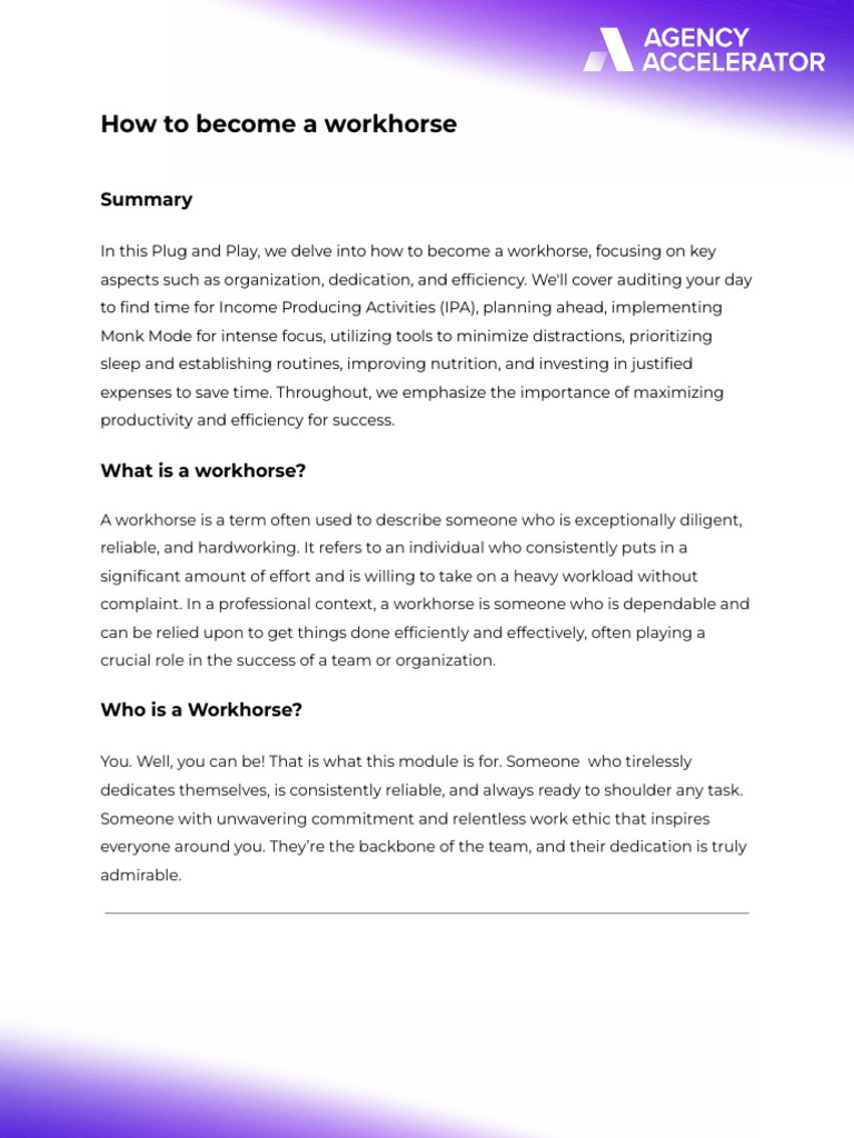 How to Become an Efficient Workhorse | PDF | Diet (Nutrition) | Diet ...