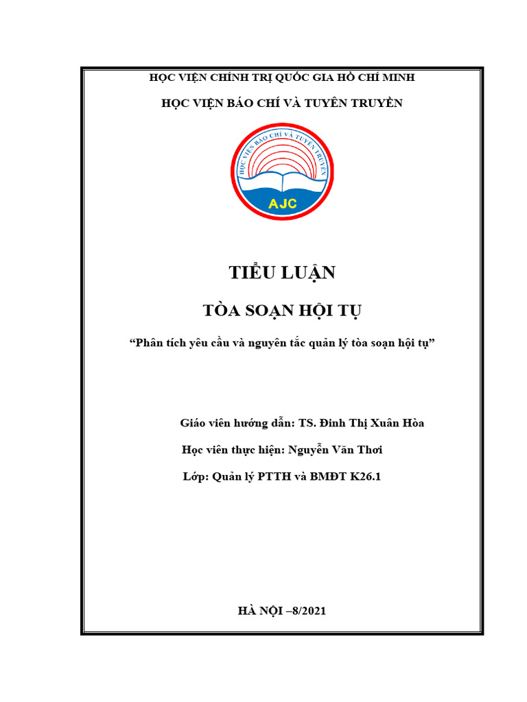 13. Nguyễn Văn Thơi - K26.1 QLPTTH&BMDT - Tiểu Luận Hết Môn Học Quản Lý ...