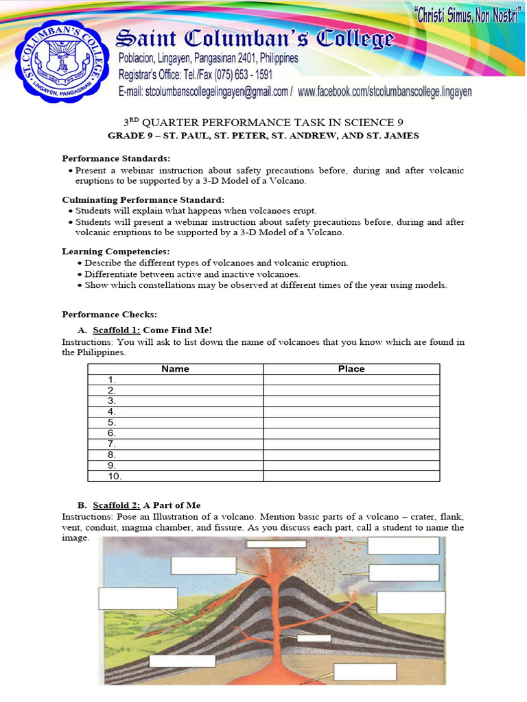 FINAL Suggested-Performance-Tasks-Format | PDF | Volcano | Types Of Volcanic Eruptions