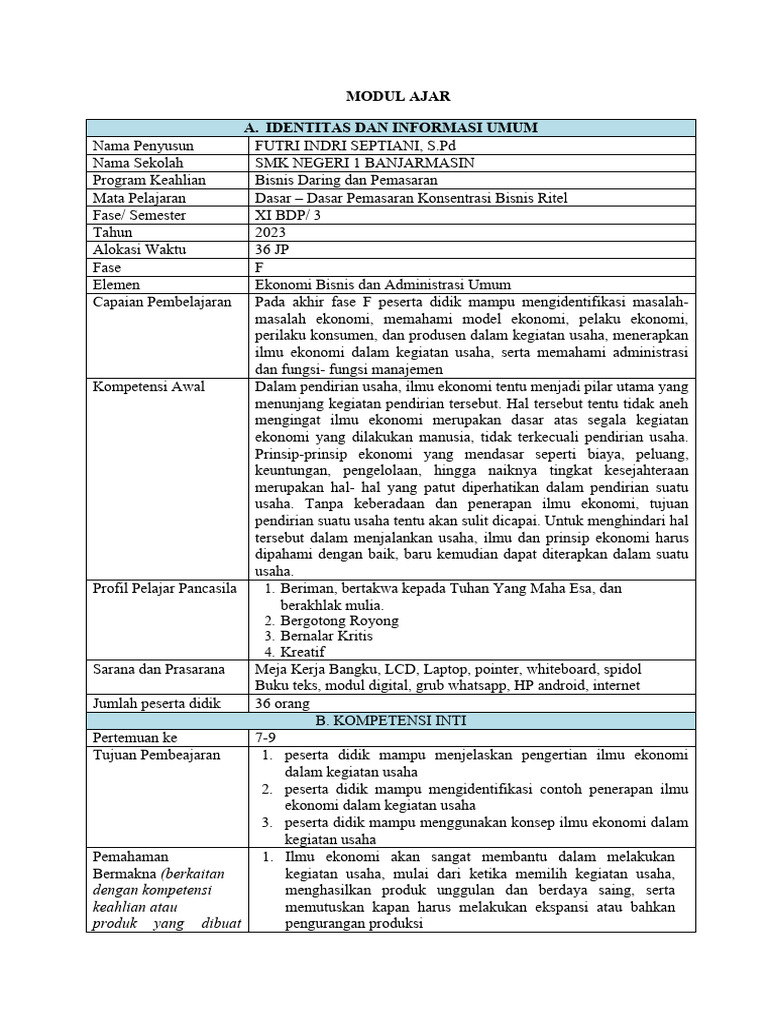 CP Elemen 1 Tema Penerapan Ilmu Eko | PDF