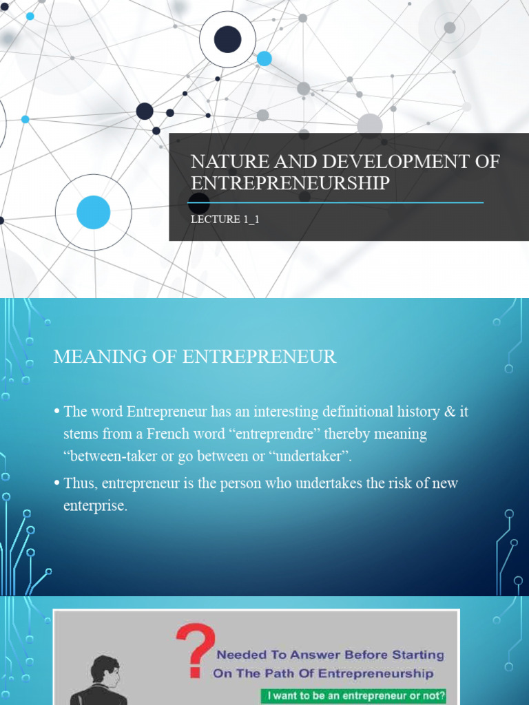 Lecture 1 - 1nature and Development of Entrepreneurship | PDF ...