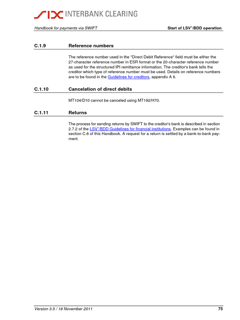 SWIFT Handbook Pages 75 | PDF