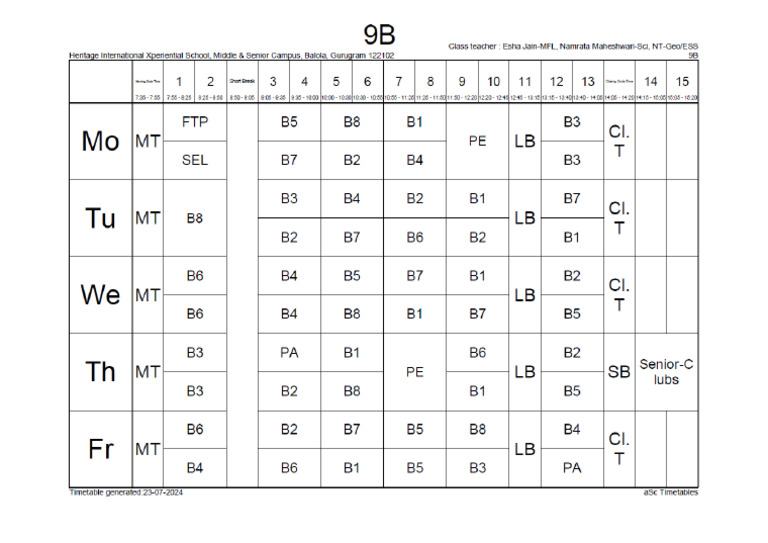 Time Table - Updated | PDF