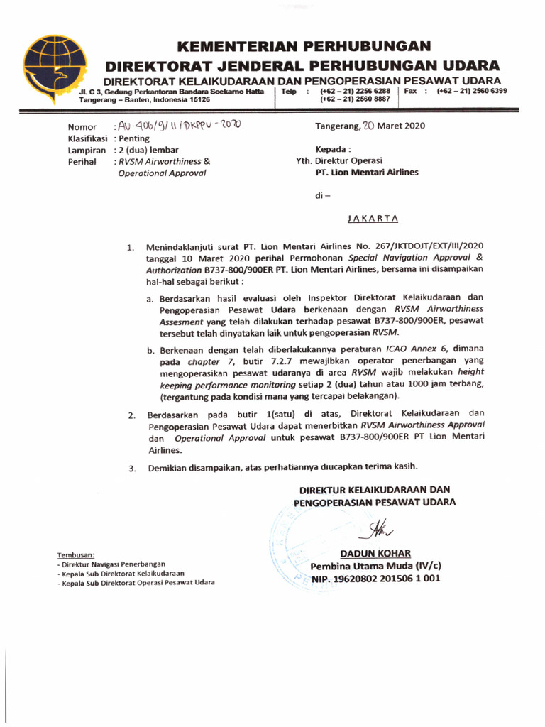 B789 RVSM Operational and Airorthiess Approval | PDF