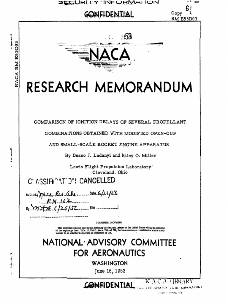 Comparison of Ignition Delays of Several Propellant Combinations ...