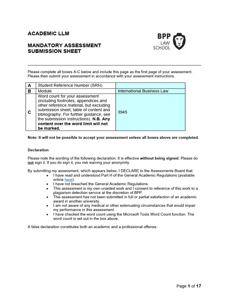 MOA International Business Law | PDF | Letter Of Credit | European Union