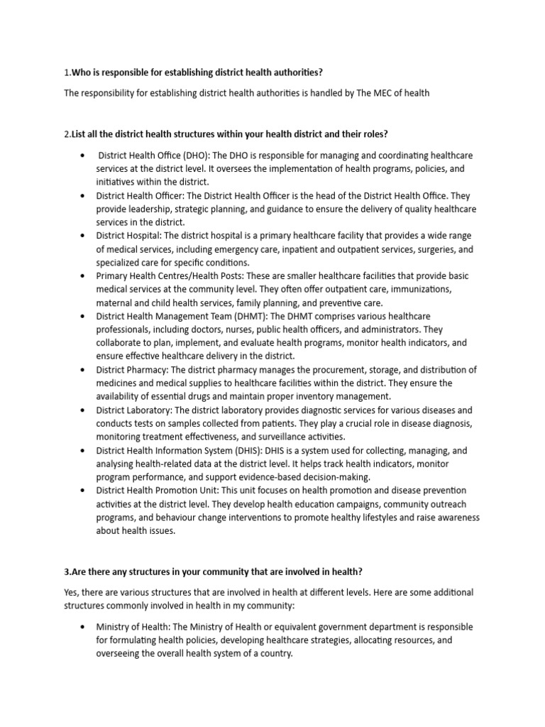 District Health Structure | PDF | Health Care | Health Facility