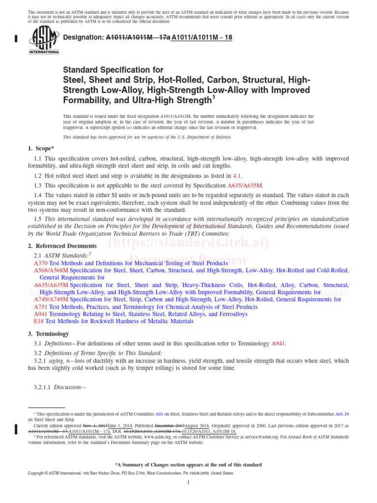 Astm A1011 A1011m 18 | PDF | Steel | Materials