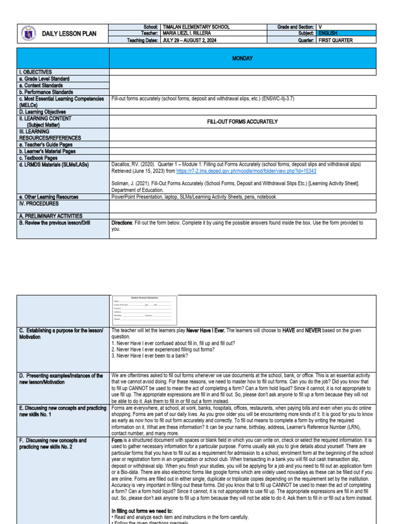 Eng Q1 Week 1 | PDF | Deposit Account | Learning