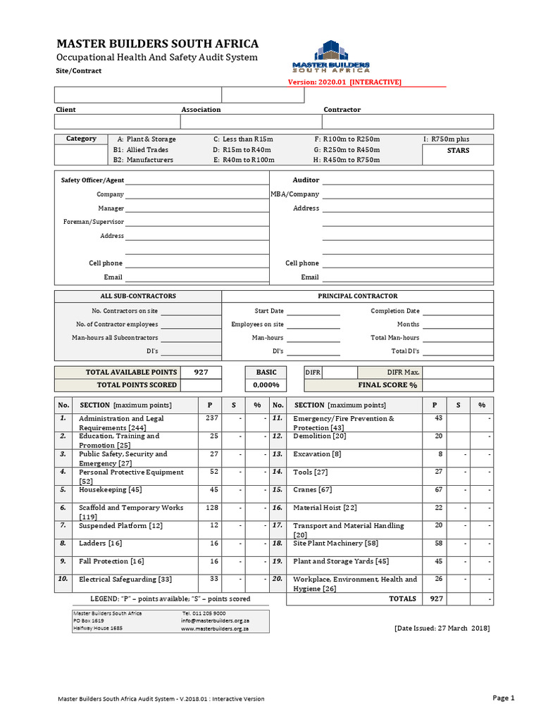 MBSA Audit System Ma | PDF | Crane (Machine) | First Aid