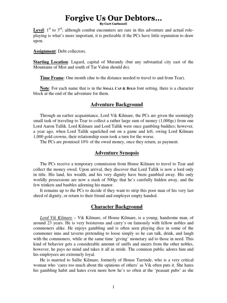 Forgive Us Our Debtors | PDF