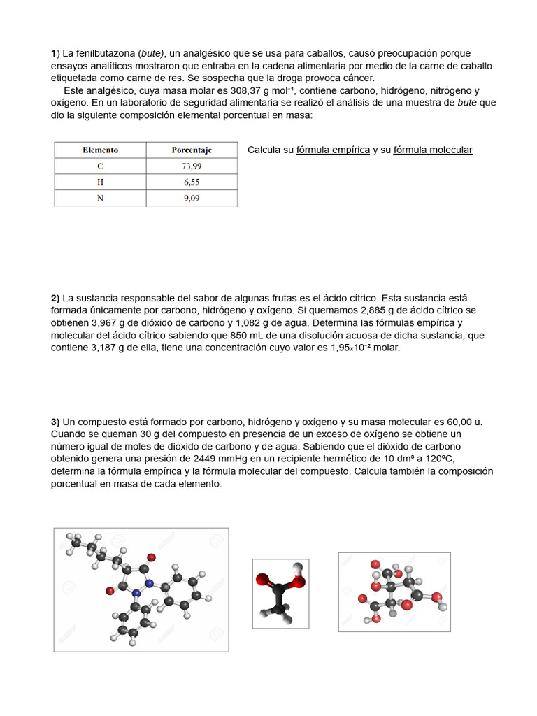 Basic Chem Worksheet Spanish n5 | PDF | Oxígeno | Concentración