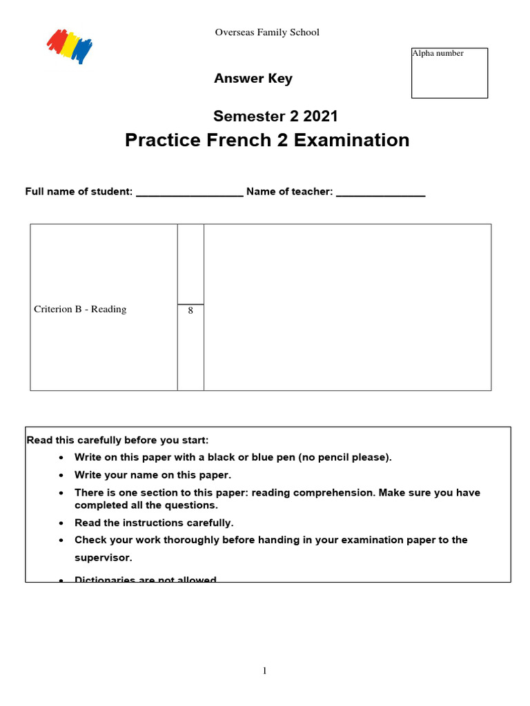 1 - MOCK Fch2 - CritB - Exam - Sem2 - 2021 | PDF