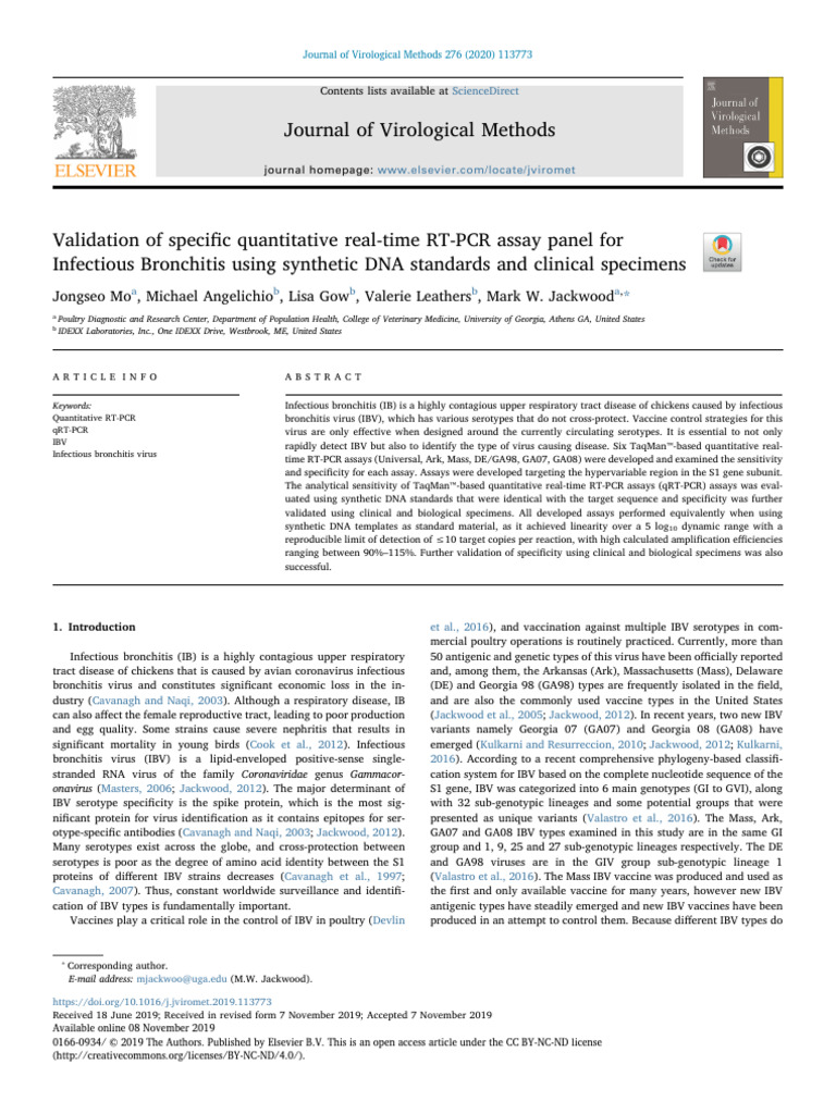 Q3 - 2020 - Mo Et - Al - Validation of Specific Real Time RT-PCR Assay ...