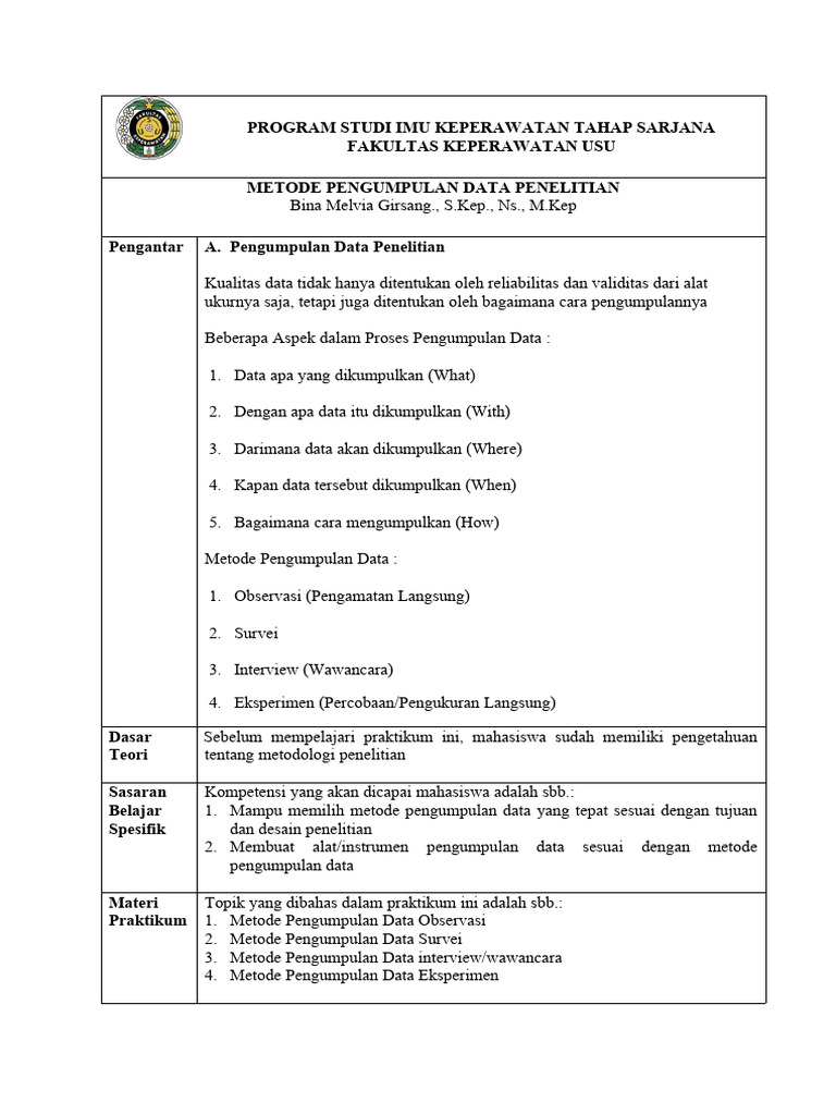 SOP - Pengumpulan Data Penelitian | PDF
