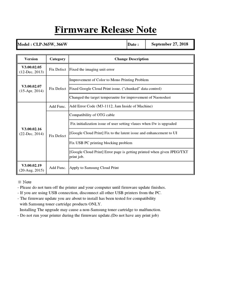 Release Note - English | PDF | Printer (Computing) | System Software