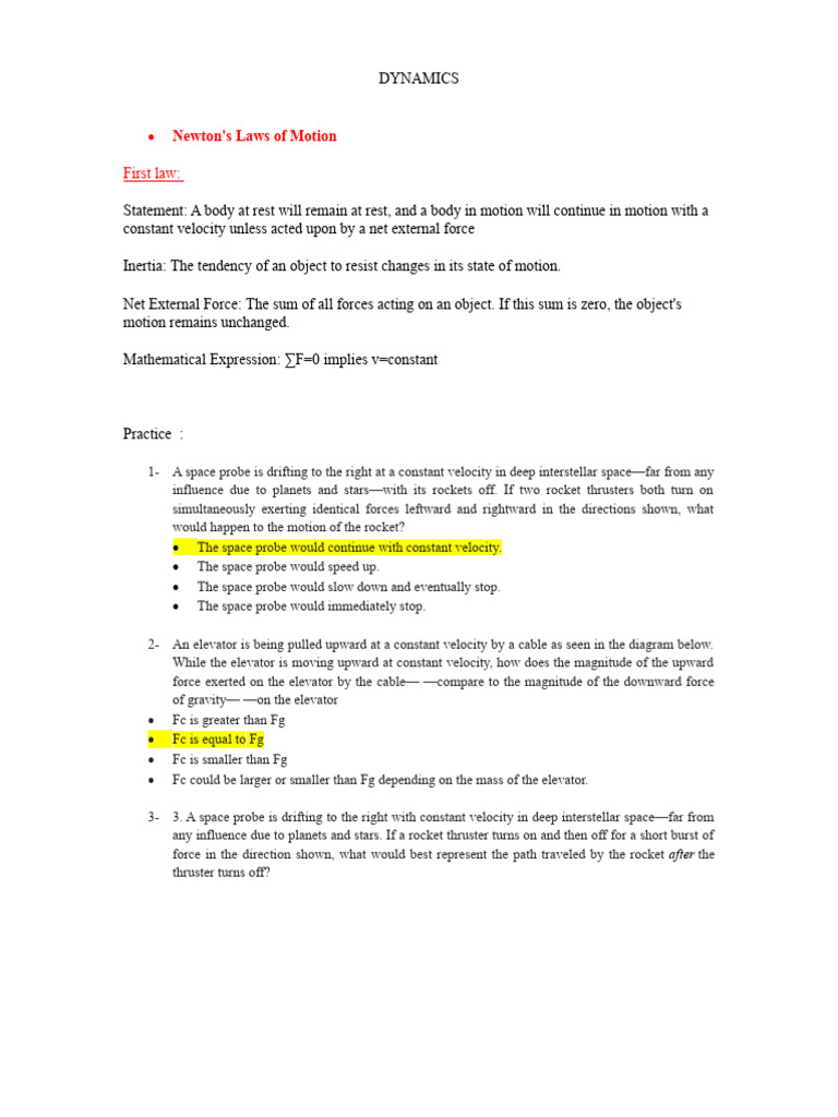 Dynamics | PDF | Force | Rotation Around A Fixed Axis