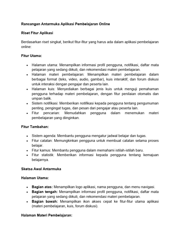 Rancangan Antarmuka Aplikasi Pembelajaran Onlin3 Pdf