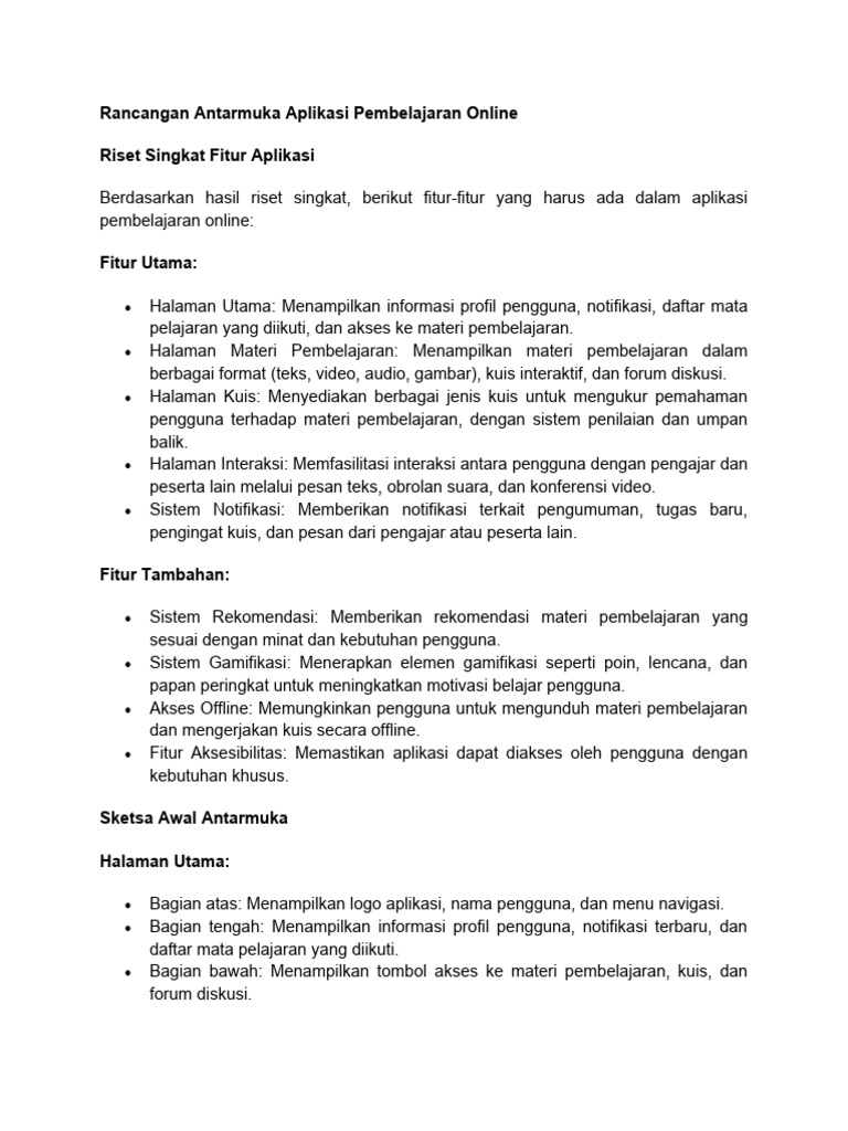 Rancangan Antarmuka Aplikasi Pembelajaran Onlin4 | PDF