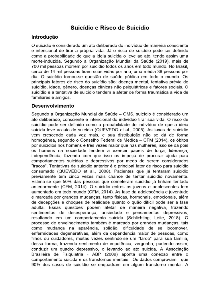 Suicídio: Fatores de Risco e Impactos | PDF | Suicídio | Depressão