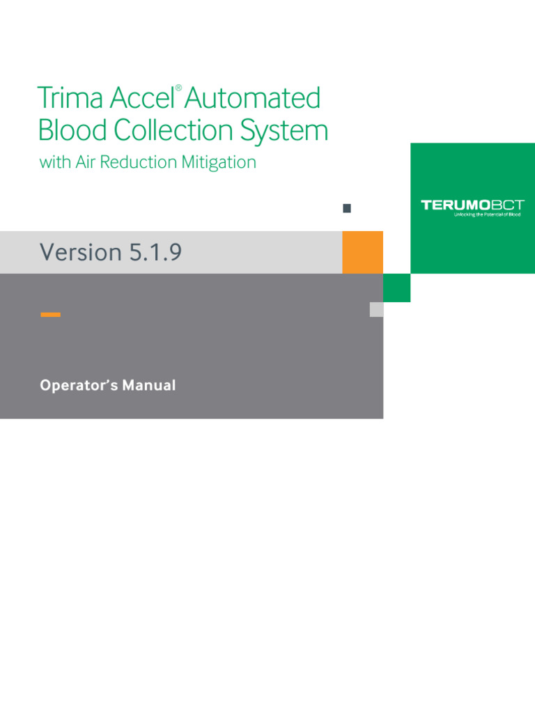 Trima Accel Operating Manual | PDF | Platelet | Blood Transfusion
