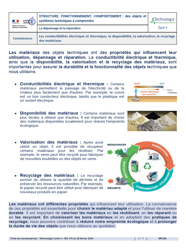 Conductibilité et durabilité des matériaux | PDF