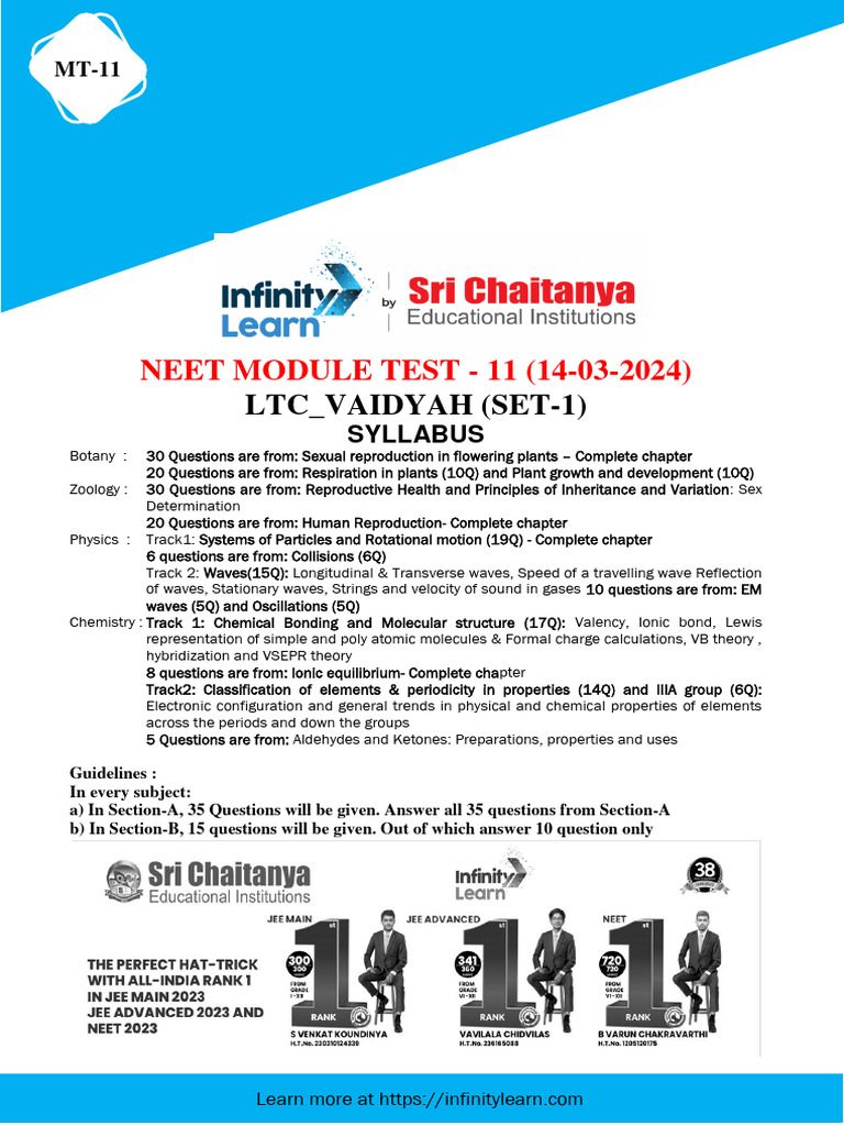 NEET Module Test 11 Prep | PDF | Electron Transport Chain | Adenosine ...