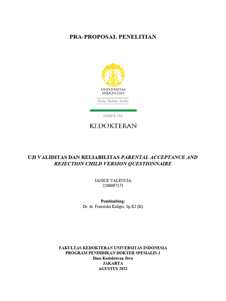 Janice Valencia - Ilmu Kedokteran Jiwa - Tugas Pra-Proposal | PDF | Pengembangan Diri