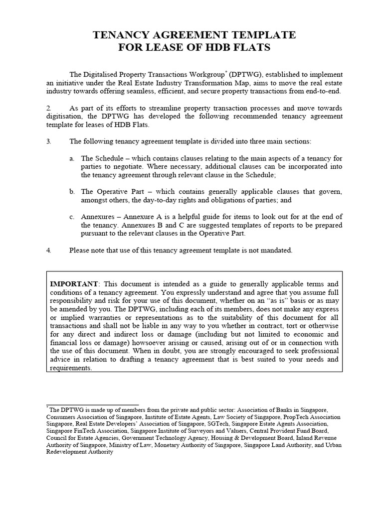 HDB Flat Tenancy Agreement Template | PDF | Leasehold Estate | Landlord