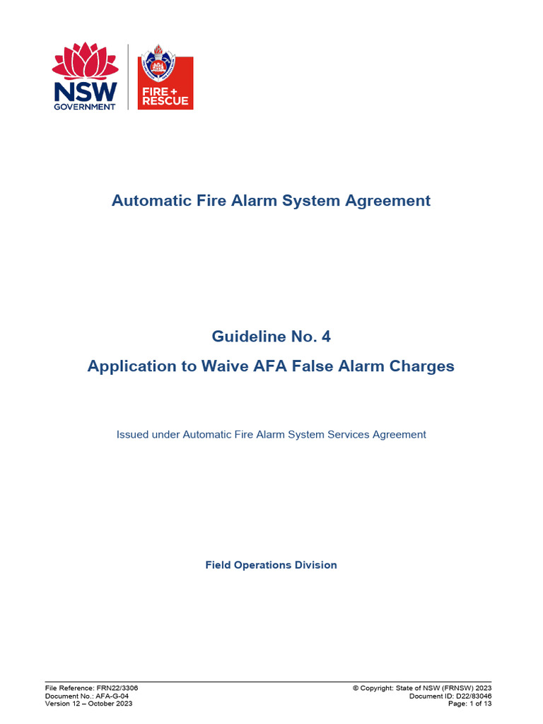 NSW Rire & Rescue False Alarm Fee Waiver | PDF | Fire Safety | Safety