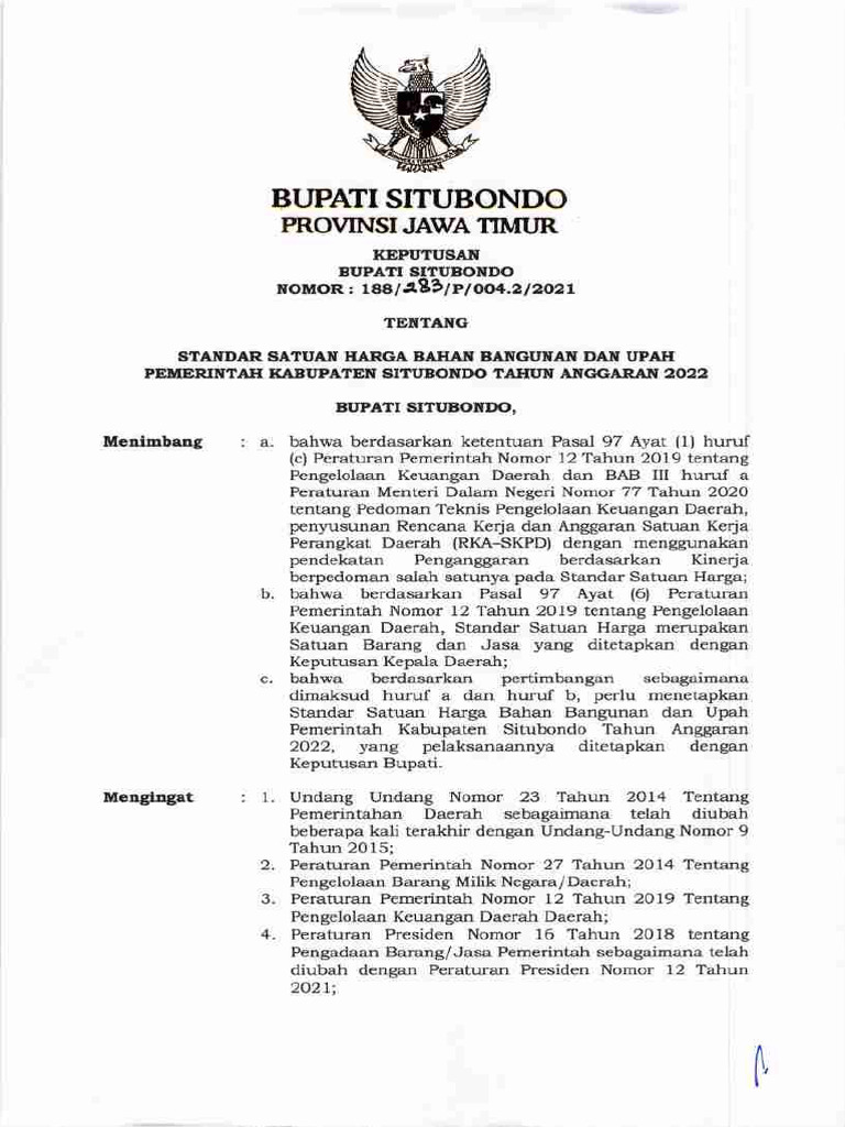 Harga Bahan Bangunan, Upah Dan HSPK Tahun 2022 | PDF