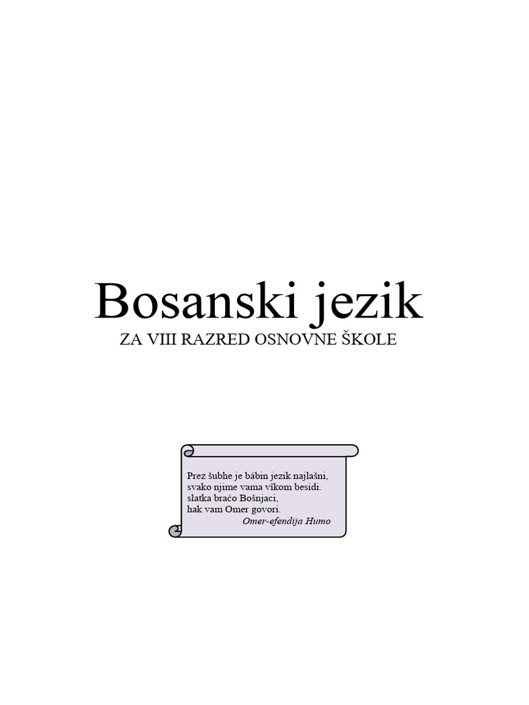 Bosanski Jezik Sa Elementima Nacionalne Kulture - 8. Razred | PDF