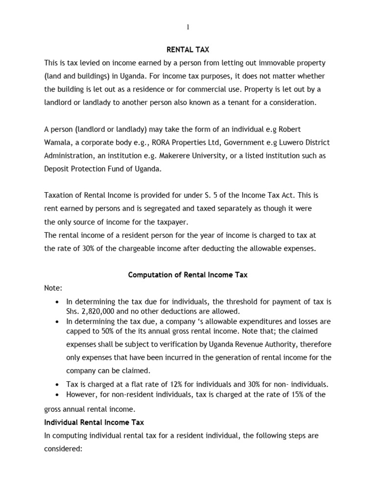 Handout Four - Rental Income and BUSINESS INCOME | PDF | Expense | Tax ...