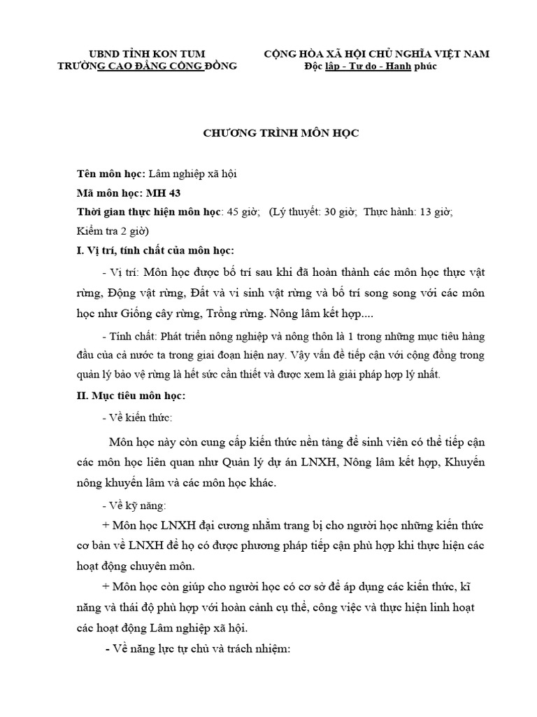 MH43. Lâm nghiệp xã hội CD | PDF