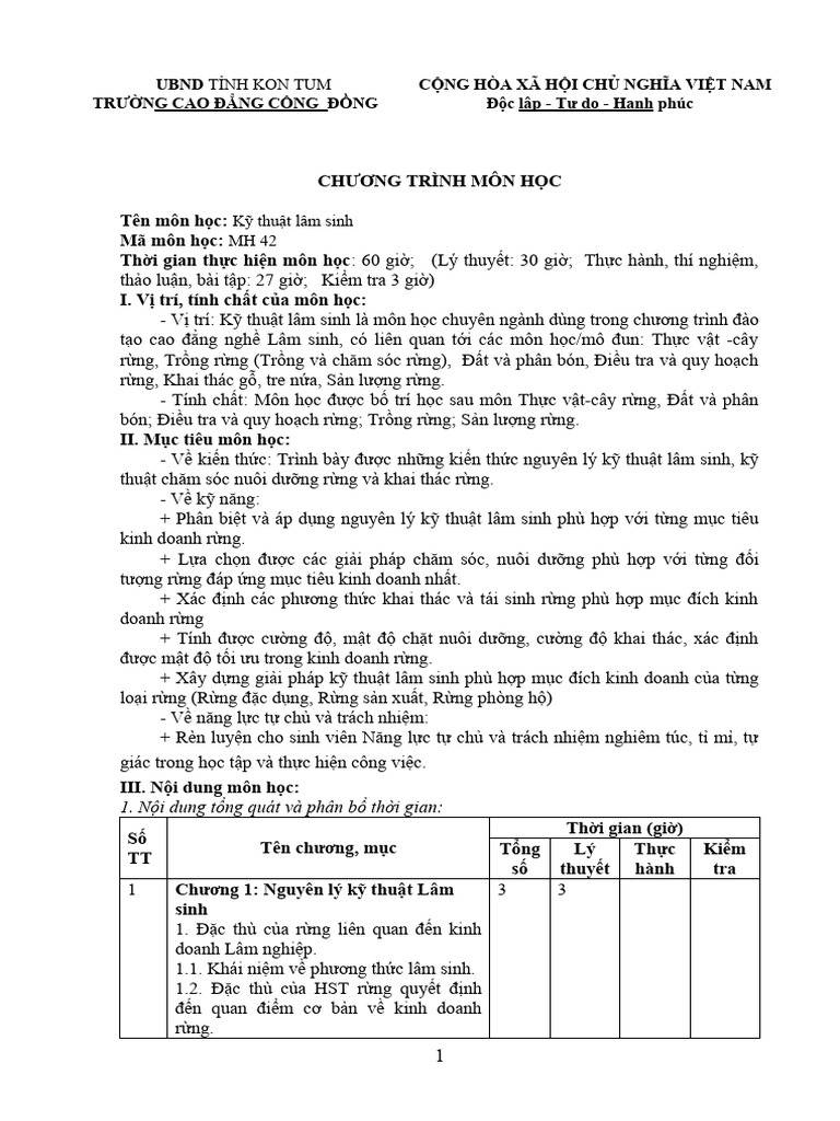 MH42. Kỹ thuật lâm sinh CD | PDF