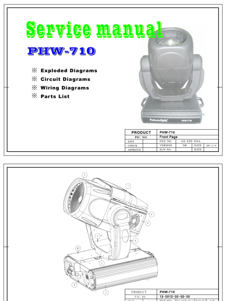 PHW-710 Service Manual and Diagrams | PDF | Lighting | Components