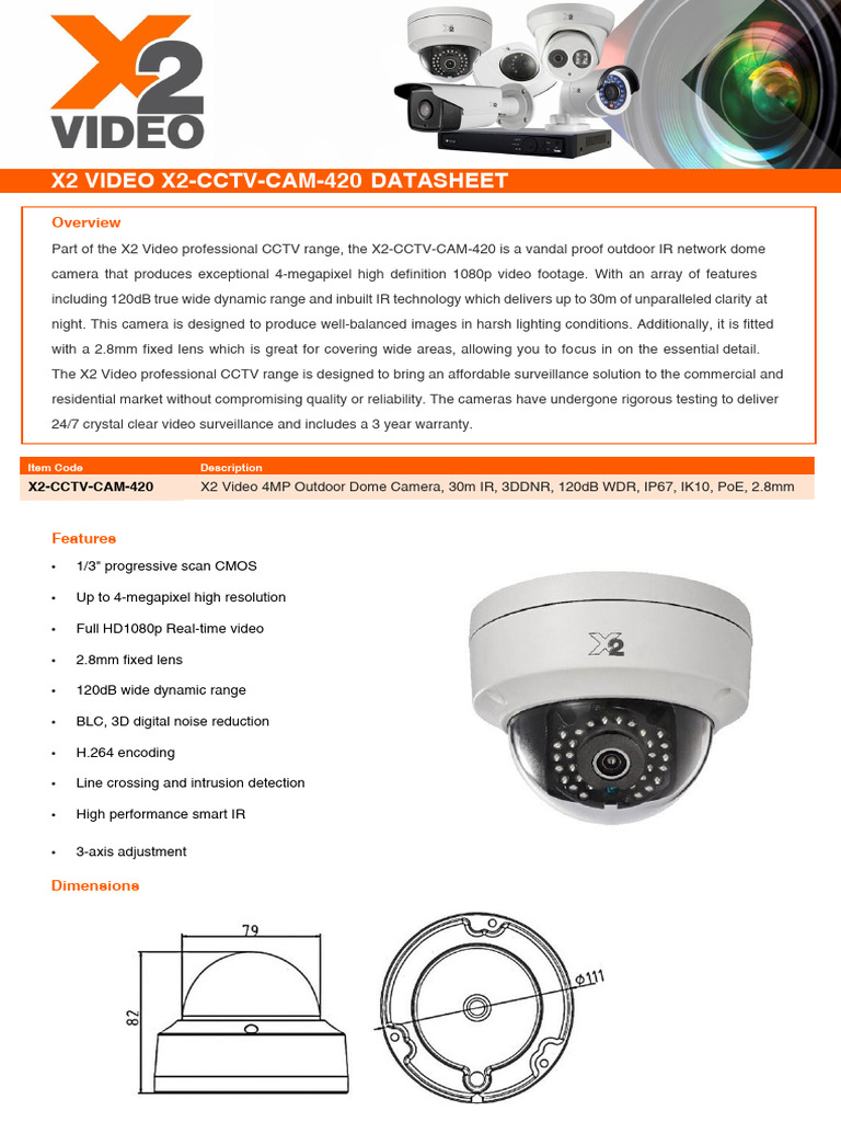X2-CCTV-CAM-420 Datasheet | PDF | Camera | Closed Circuit Television