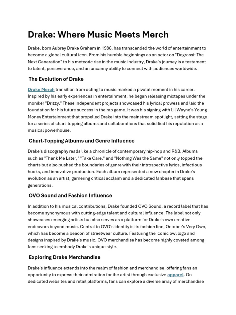 Drake Merch | PDF | Drake (Musician) | Fashion