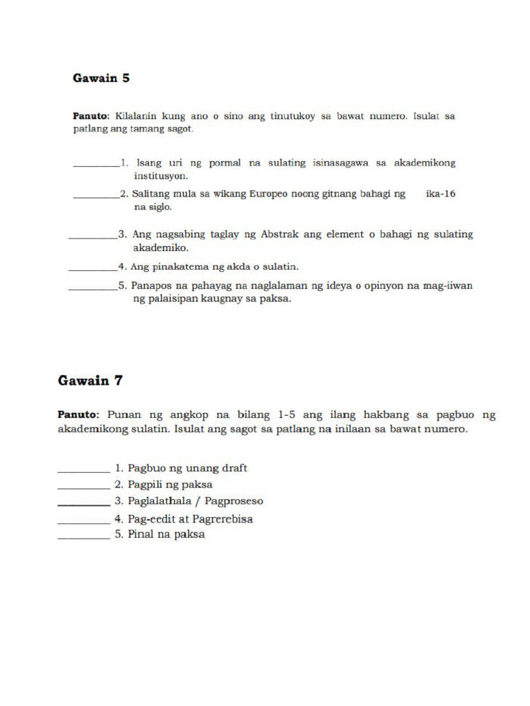 Filipino Gawain Module 1 | PDF