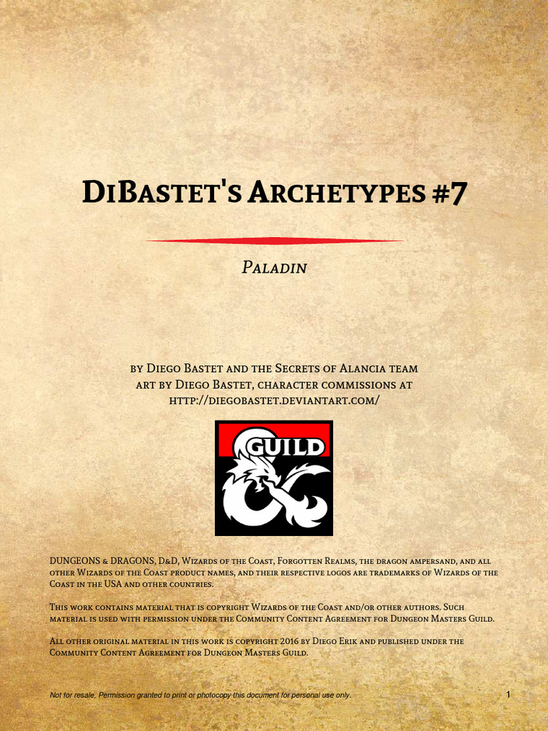 Paladin Archetypes for D&D 5E | PDF | Dungeons & Dragons