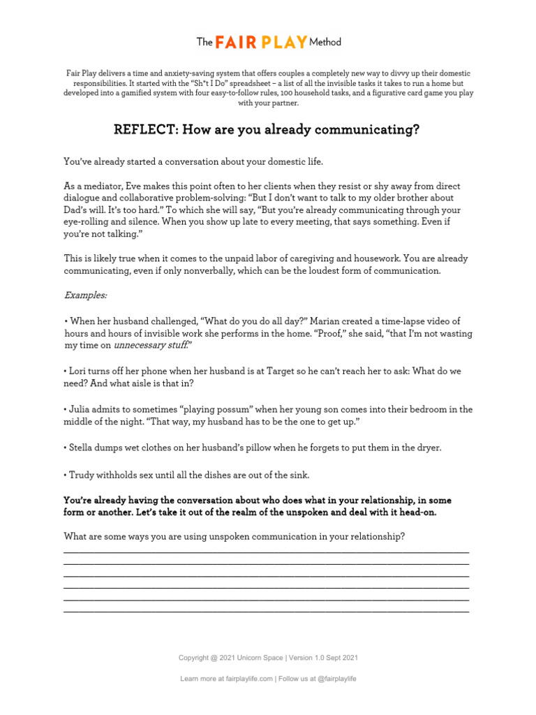 REFLECT-Activity - Fair-Play For Kids | PDF