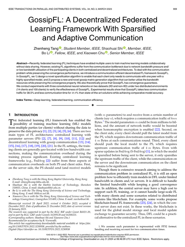 GossipFL A Decentralized Federated Learning Framework With Sparsified ...