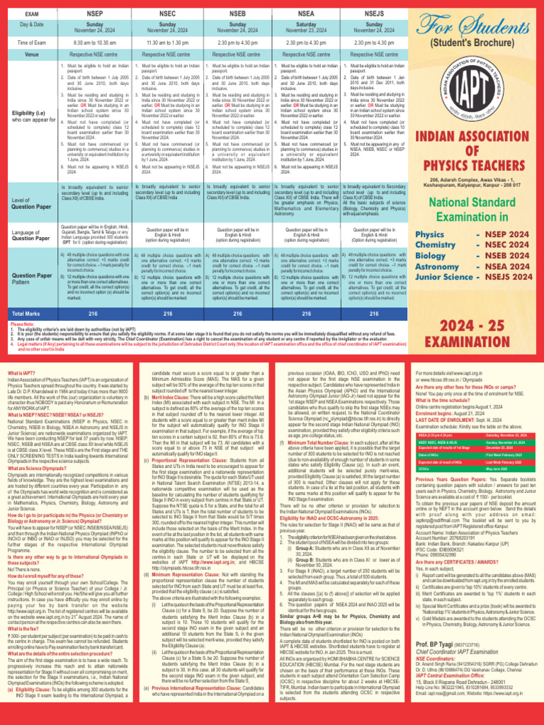 NSE Exam Dates and Eligibility 2024 | PDF