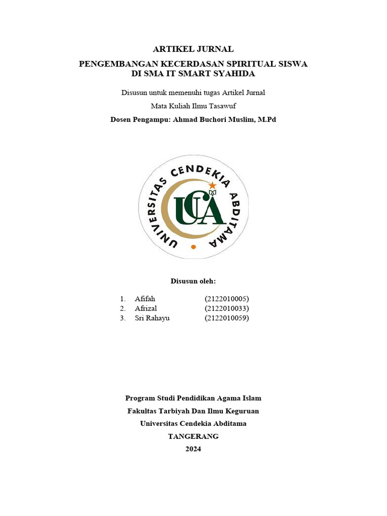 Pengembangan Kecerdasan Spiritual Siswa Di SMA IT Smart Syahida | PDF